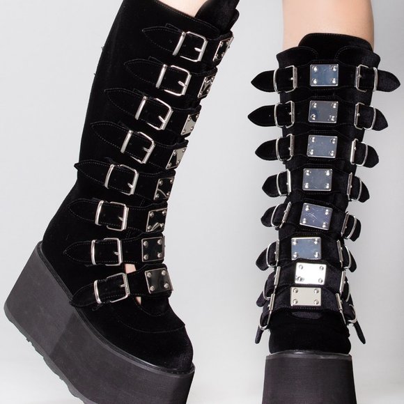 Demonia | Shoes | Demonia Damned 38 Immortality Velvet Black Platform ...